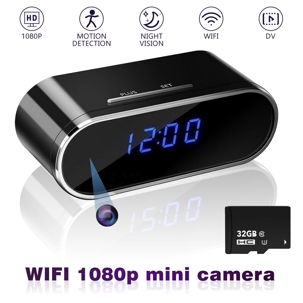 Camera Clock WiFi, HD 1080P Smart Clock Camera Nanny Cam with Night ...
