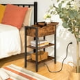 HOOBRO Modern Wooden Side Table, Flip Narrow End Table with Power ...