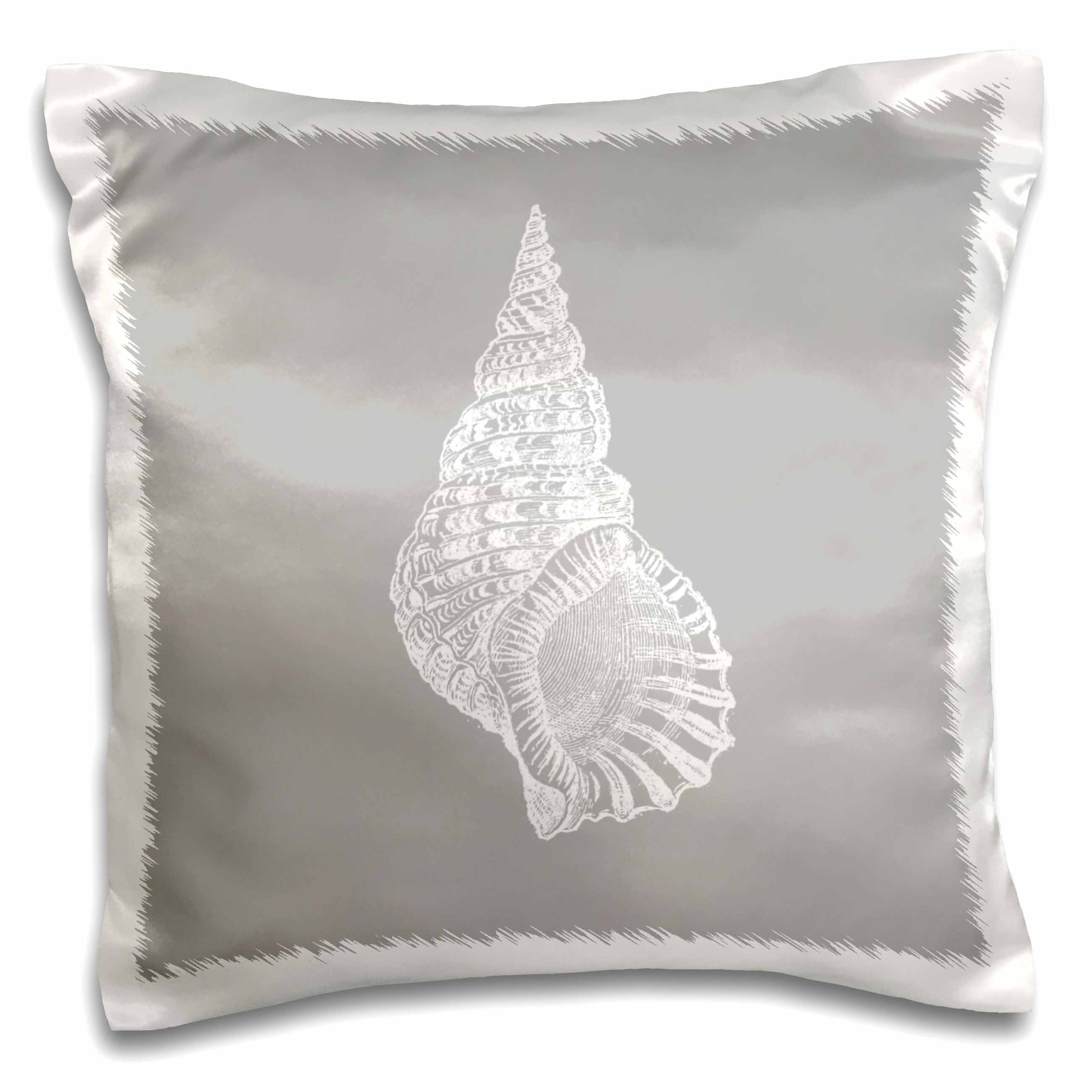 Grey Conical seashell print white beach sea shell spiral illustration ...