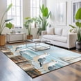 Beach Seagull Area Rugs 5x7ft Nautical Watercolor Ocean Bird Ship Sky ...