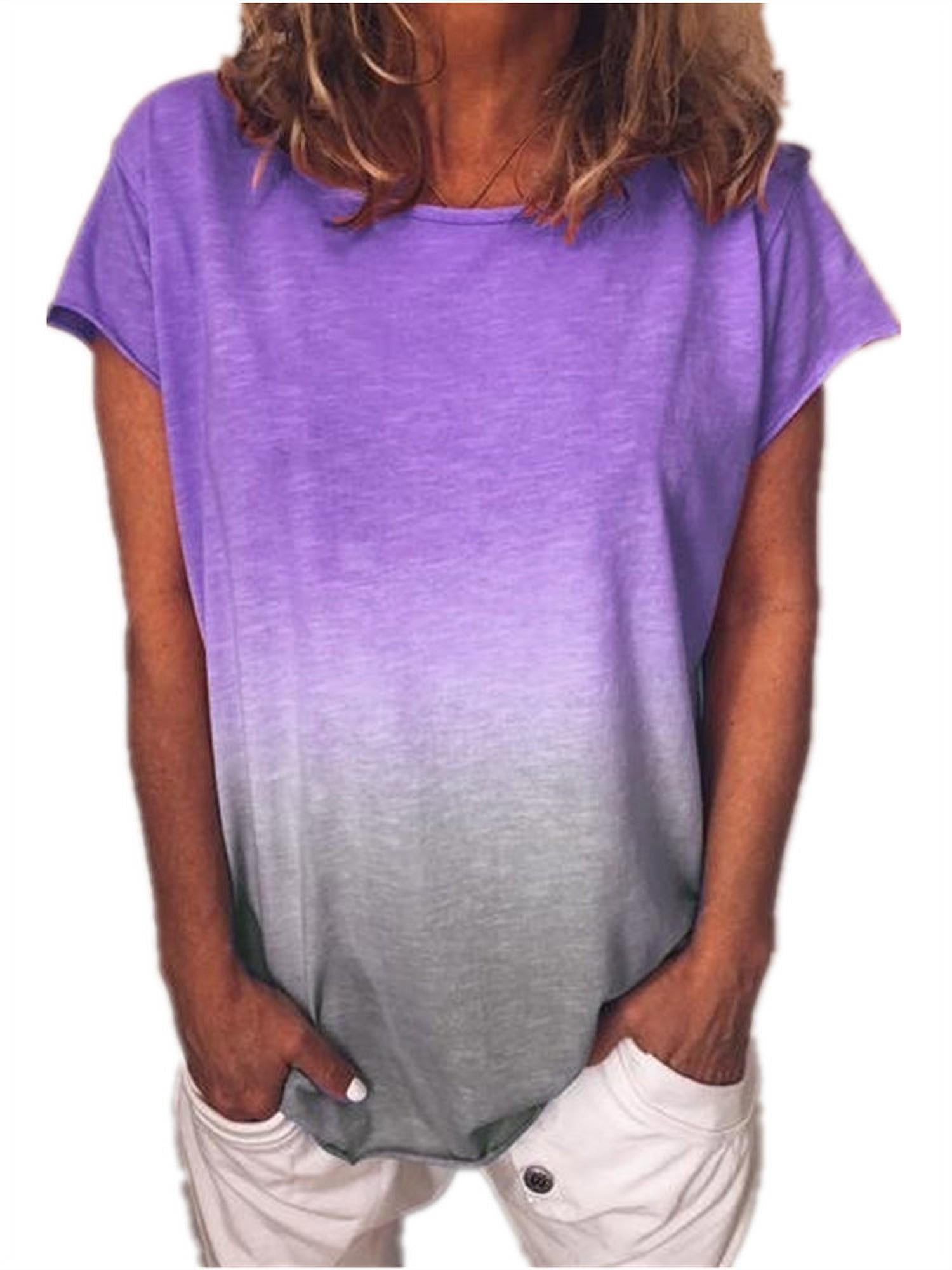 NGMQ Special Gradient Color Print T-shirt Plus Size Women Summer Tops ...