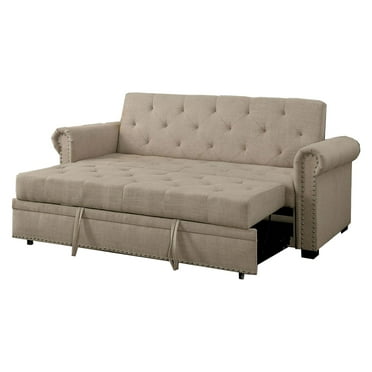Bonded Leather Sofa With Button Tufted Design, Black - Walmart.com