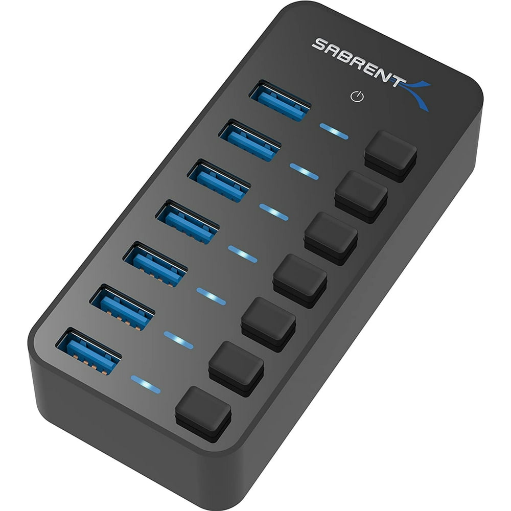 Sabrent 36w 7 Port Usb 3 0 Hub With Individual Power Switches And Leds