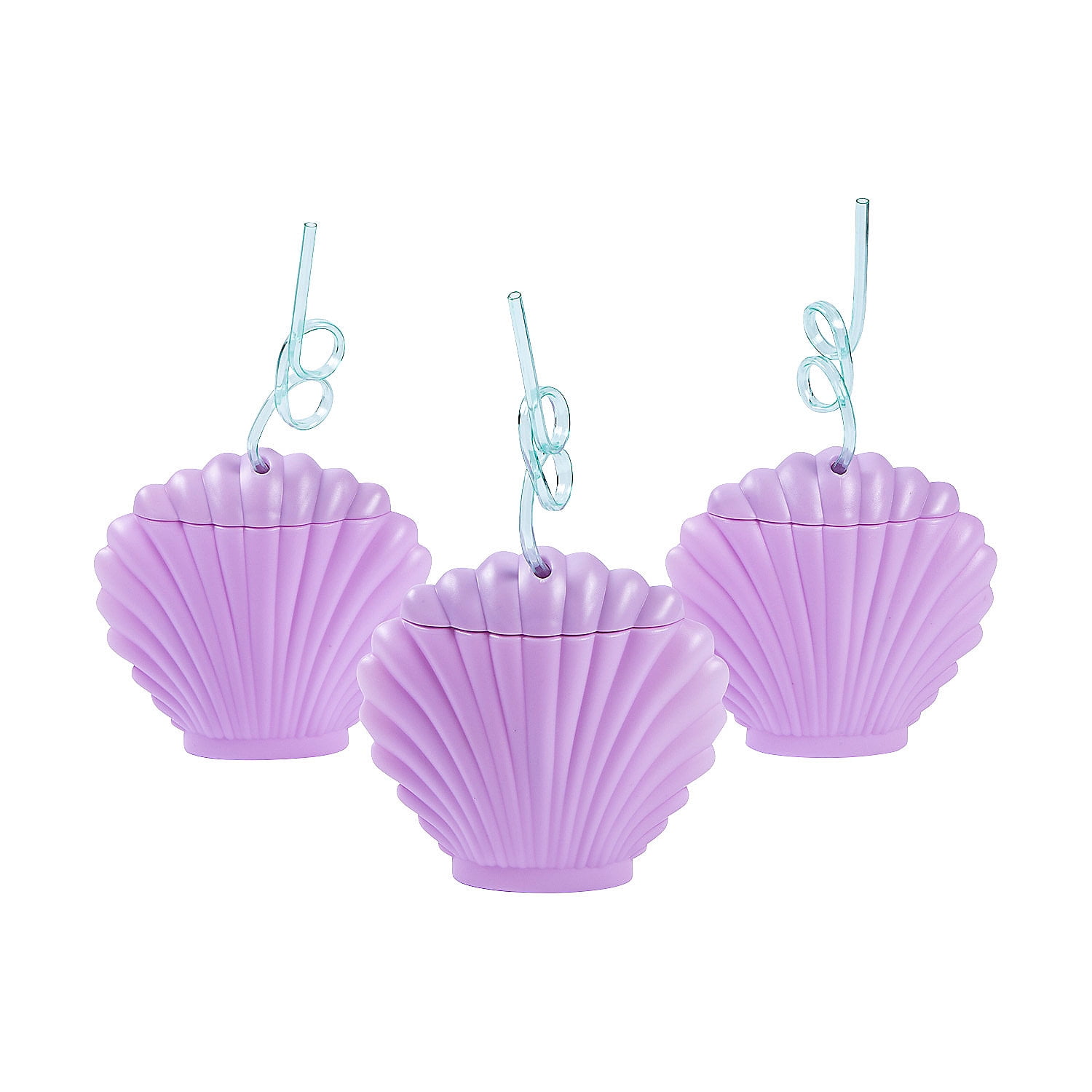 Seashell Molded Cup With Looped Straw - Party Supplies - 6 Pieces ...