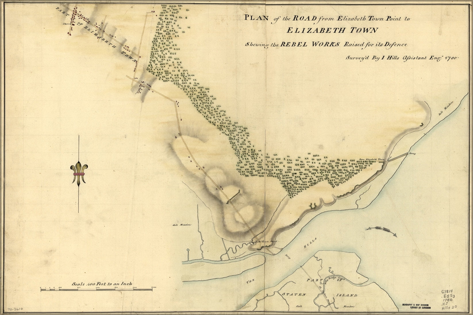 24"x36" Gallery Poster, map of area around Elizabeth Town new jersey ...