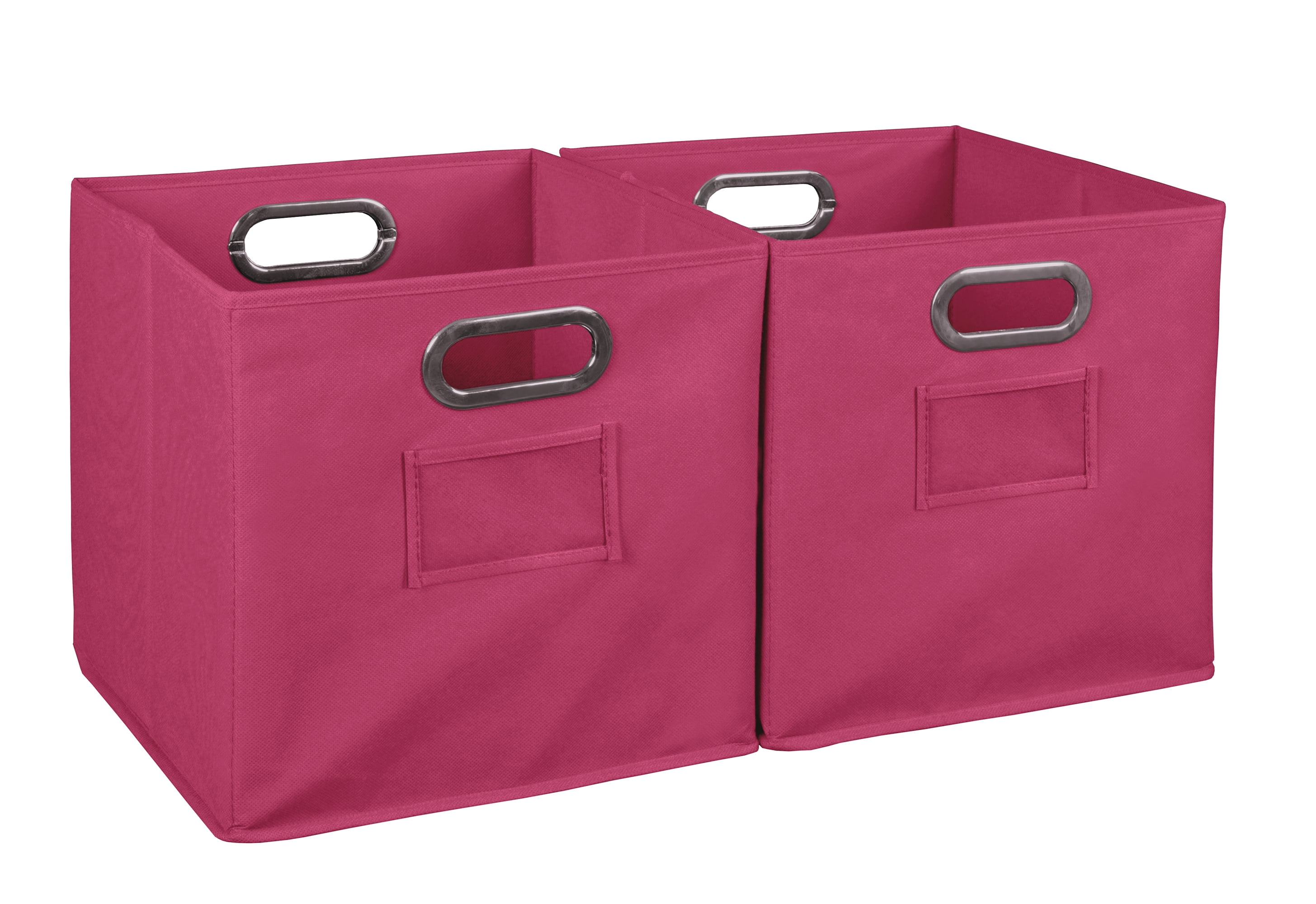 Collapsible Home Storage Set Of 2 Foldable Fabric Storage Bins Pink