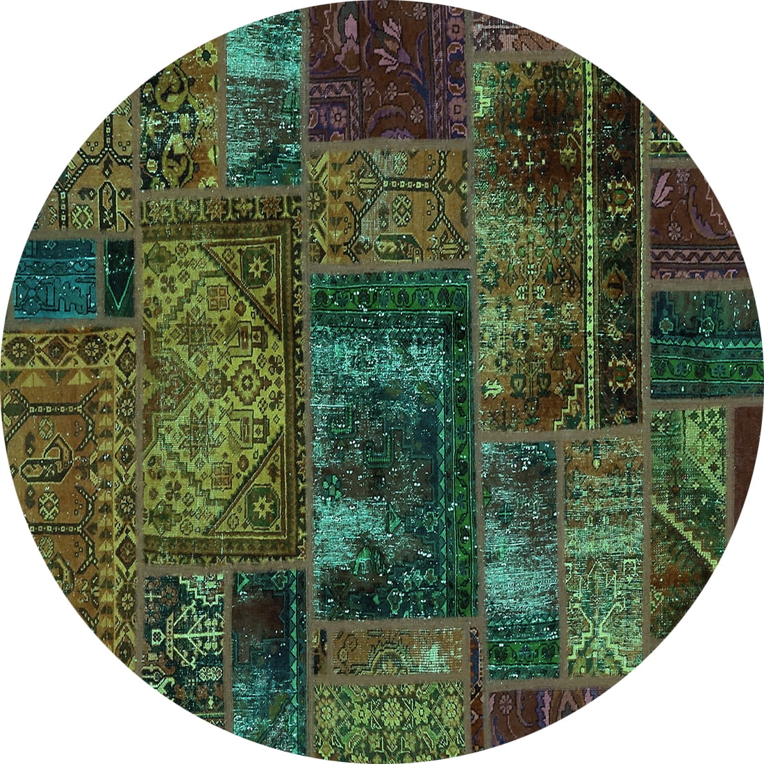 Ahgly Company Indoor Round Oriental Turquoise Blue Modern Area Rugs, 8 ...