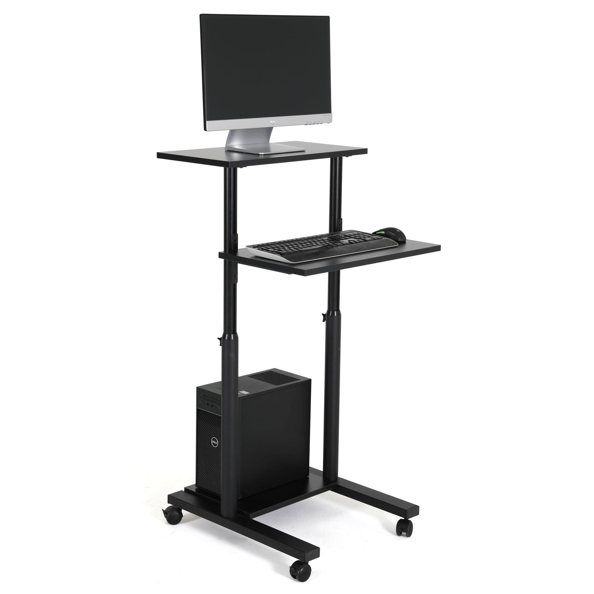 M&T Displays Height Adjustable Workstation on Lockable Wheels Moveable ...