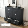 LINSY HOME Black Bedroom Double Dressers, Organizational Chest of 8 ...