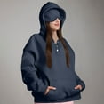 Trendy Hoodies for Women with Eye Mask 4-Button Plain Pullover Baggy ...