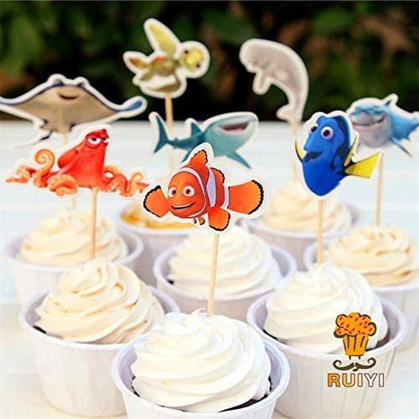 HTOOQ 24PC Finding Dory Marlin Nemo Destiny Candy Bar Cupcake Topper ...