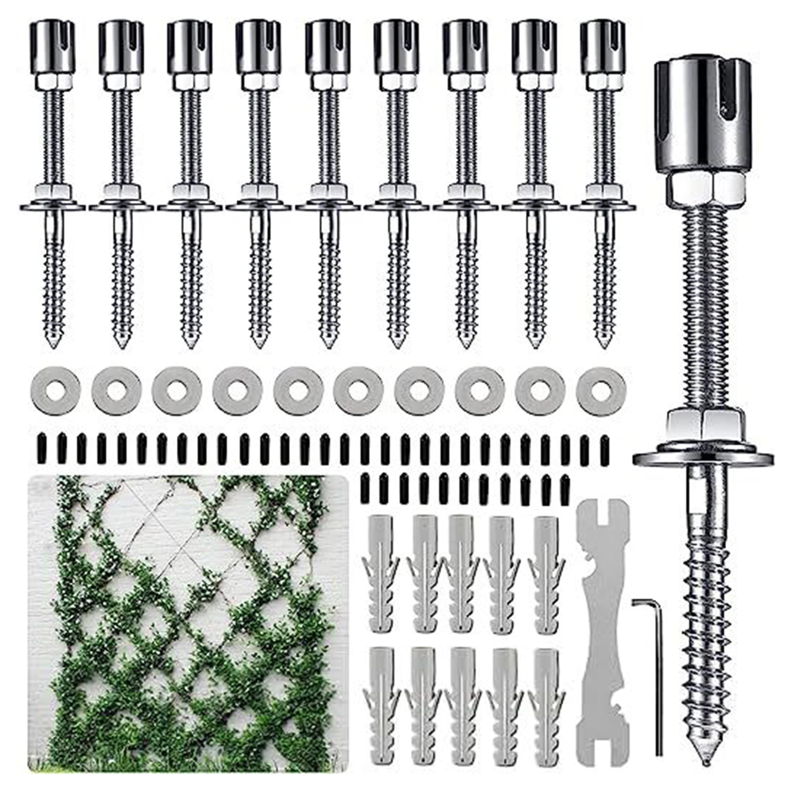 Washranp Climbing Plant Wall Wire Ropes Kit,Stainless Steel Fastener ...
