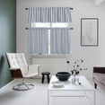 3 Piece Kitchen Curtains and Valances Set Navy Blue Striped Cafe ...