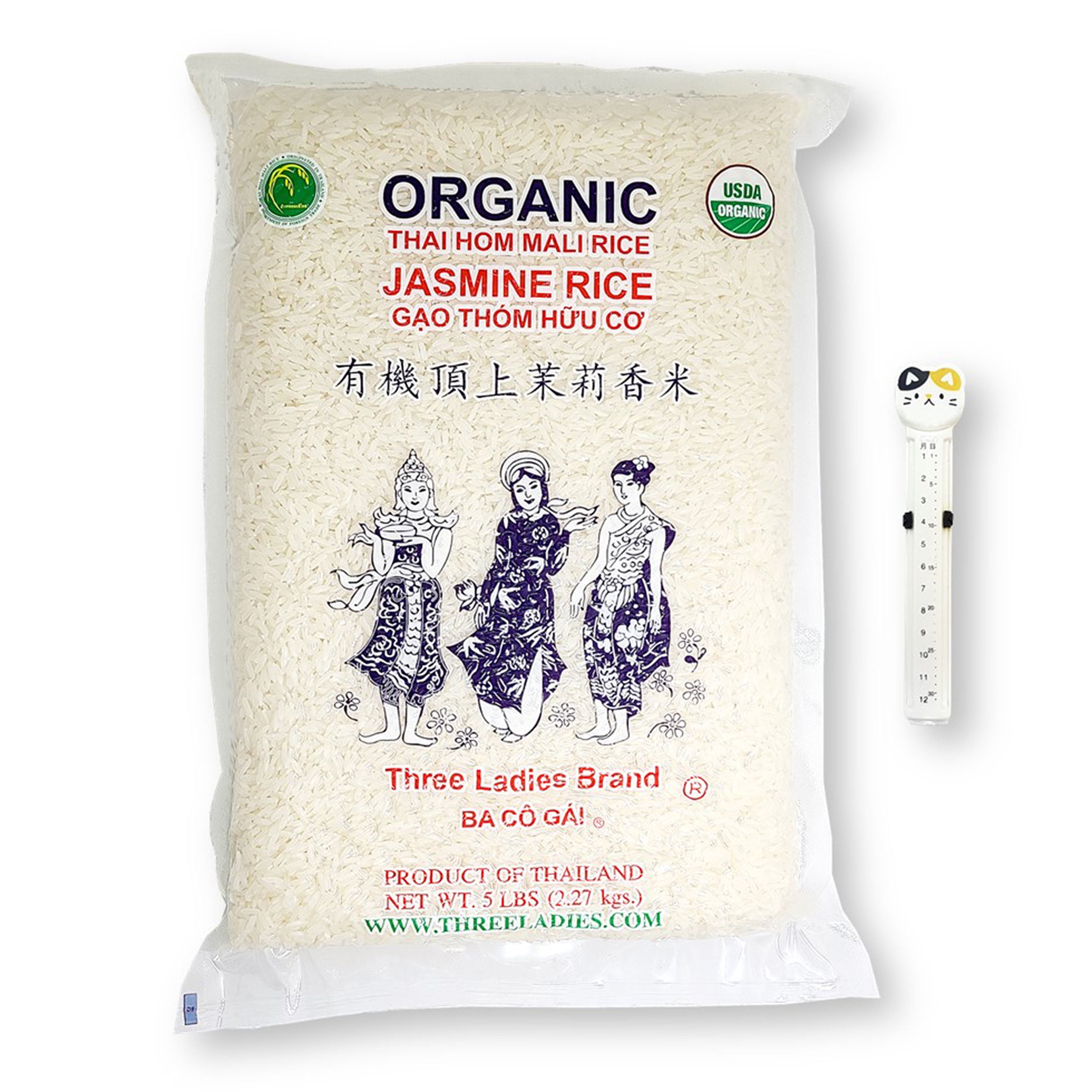 Three Ladies ORGANIC Thai Hom Mali Rice Jasmine Rice 5 lbs. (2.27 kgs ...