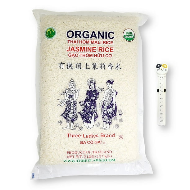 Three Ladies ORGANIC Thai Hom Mali Rice Jasmine Rice 5 lbs. (2.27 kgs ...
