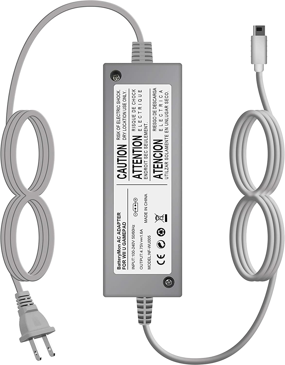 Charger Kit for Wii U Gamepad, AC Power Adapter Supply and USB Charging ...