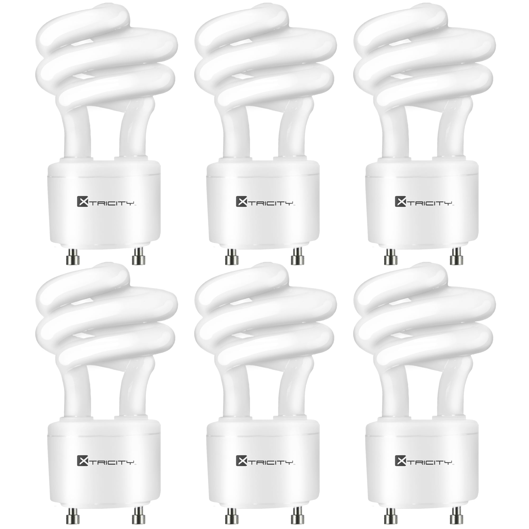 Xtricity CFL GU24 Light Bulb, 2-Prong T2 Spiral 13W, 120V, 900lm, 2700K ...