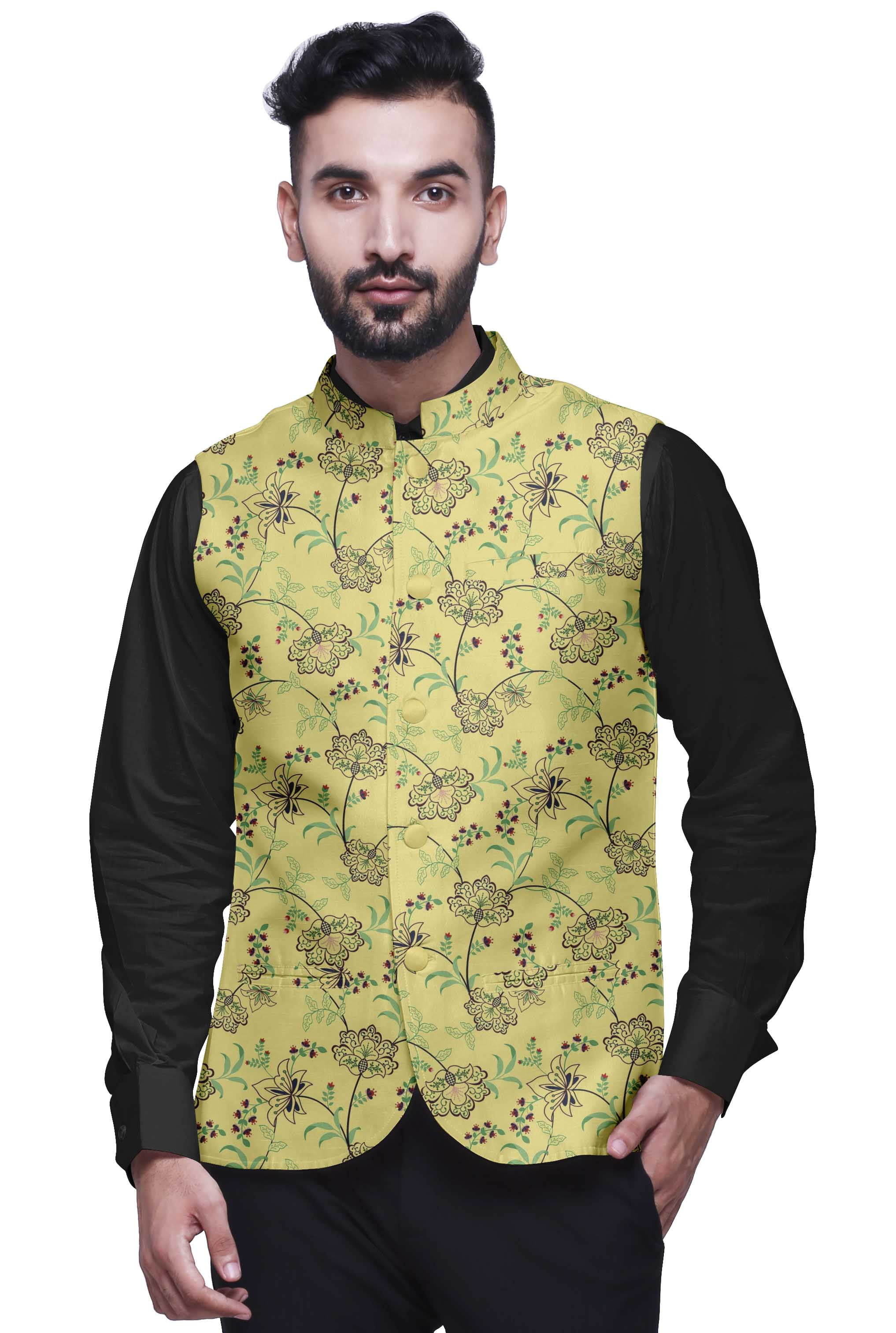 Atasi Artistic Casual Jacket For Men Printed Nehru Jacket Mens Wedding ...