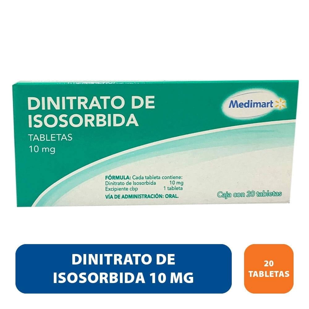 Dinitrato de Isosorbida Medimart 10 mg 20 tabletas | Walmart en línea