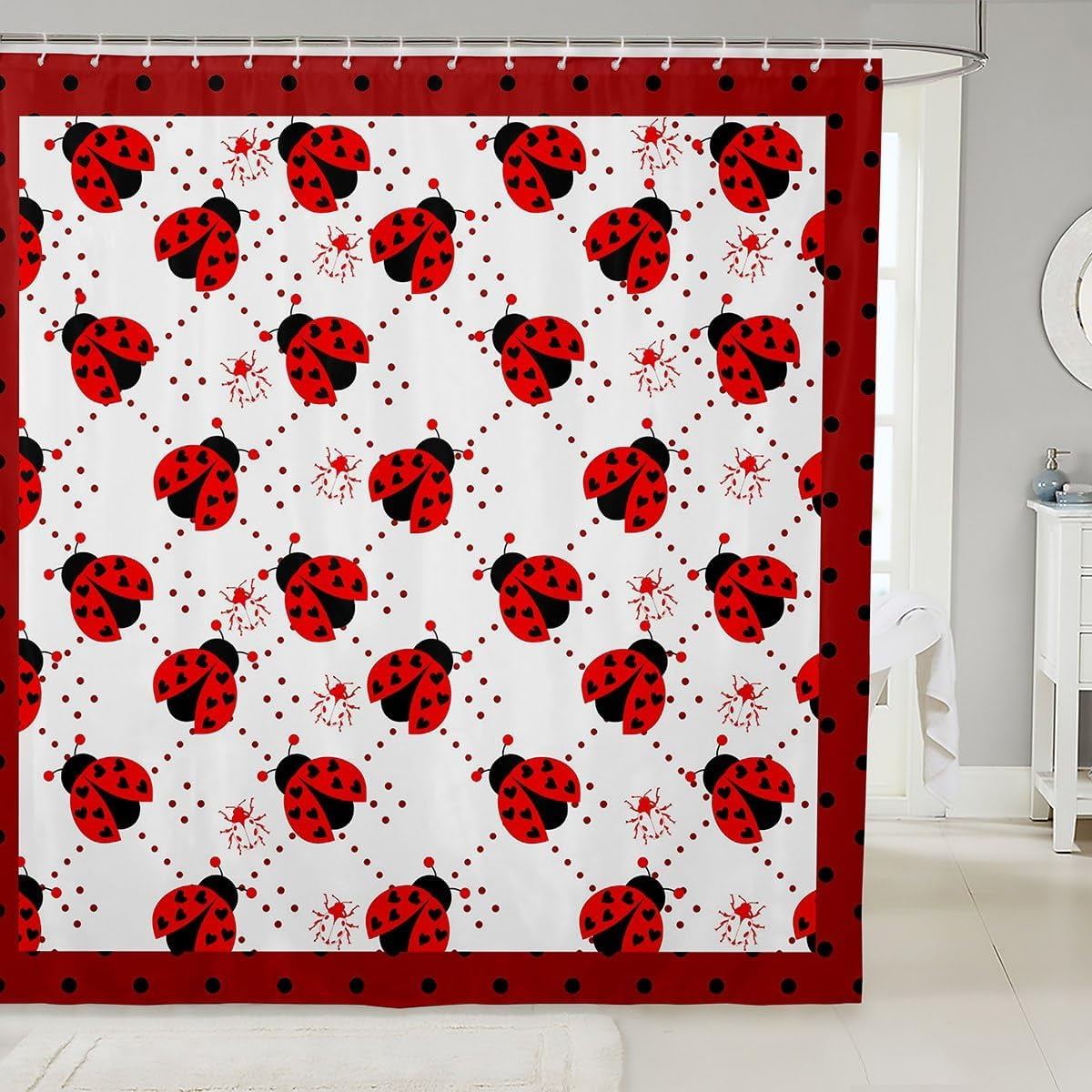 Click here for Siabc-Red Ladybug Kids Shower Curtains ladybird In... prices