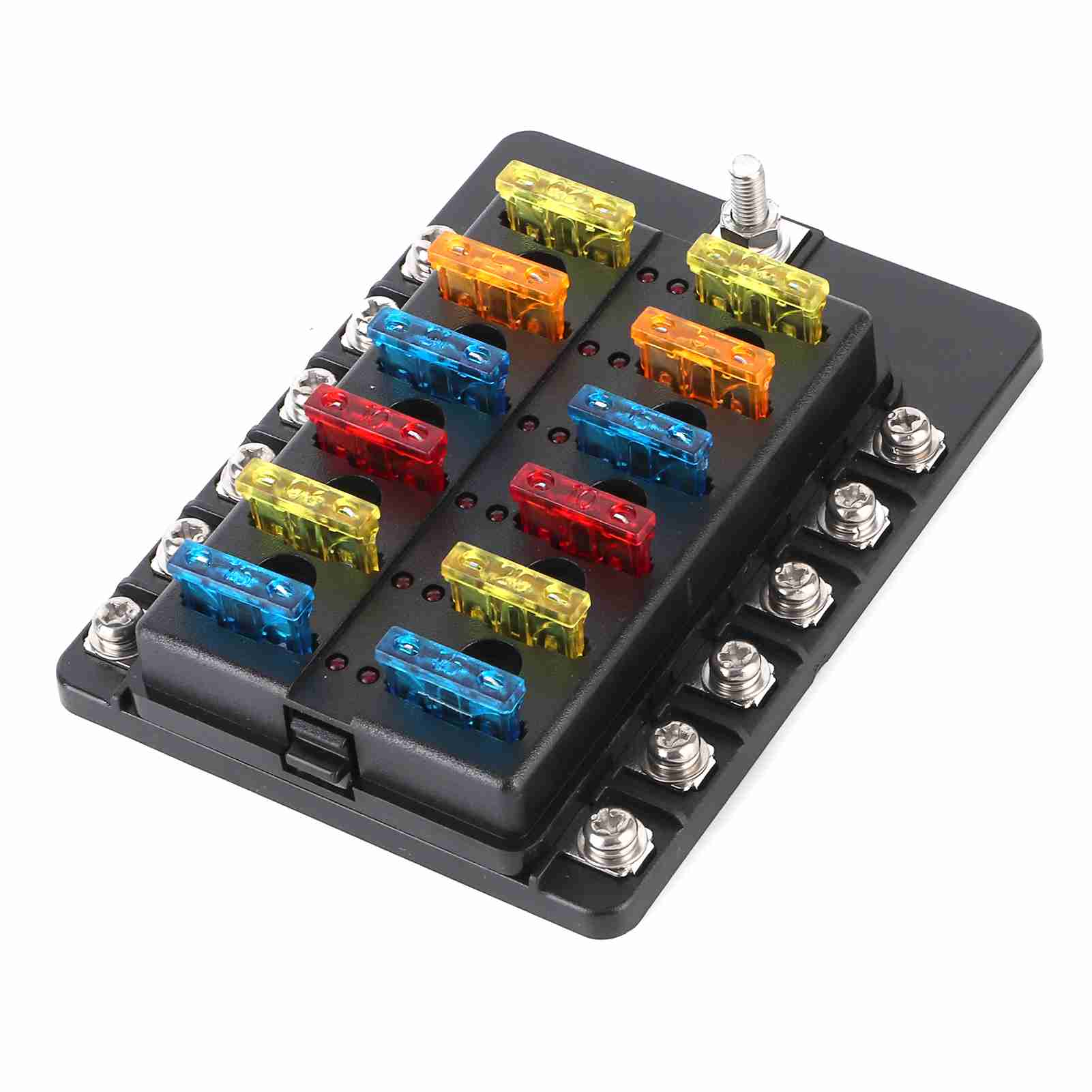 Fuse Box, Positive and Negative Terminals 6 Red LED Indicators Car Fuse ...