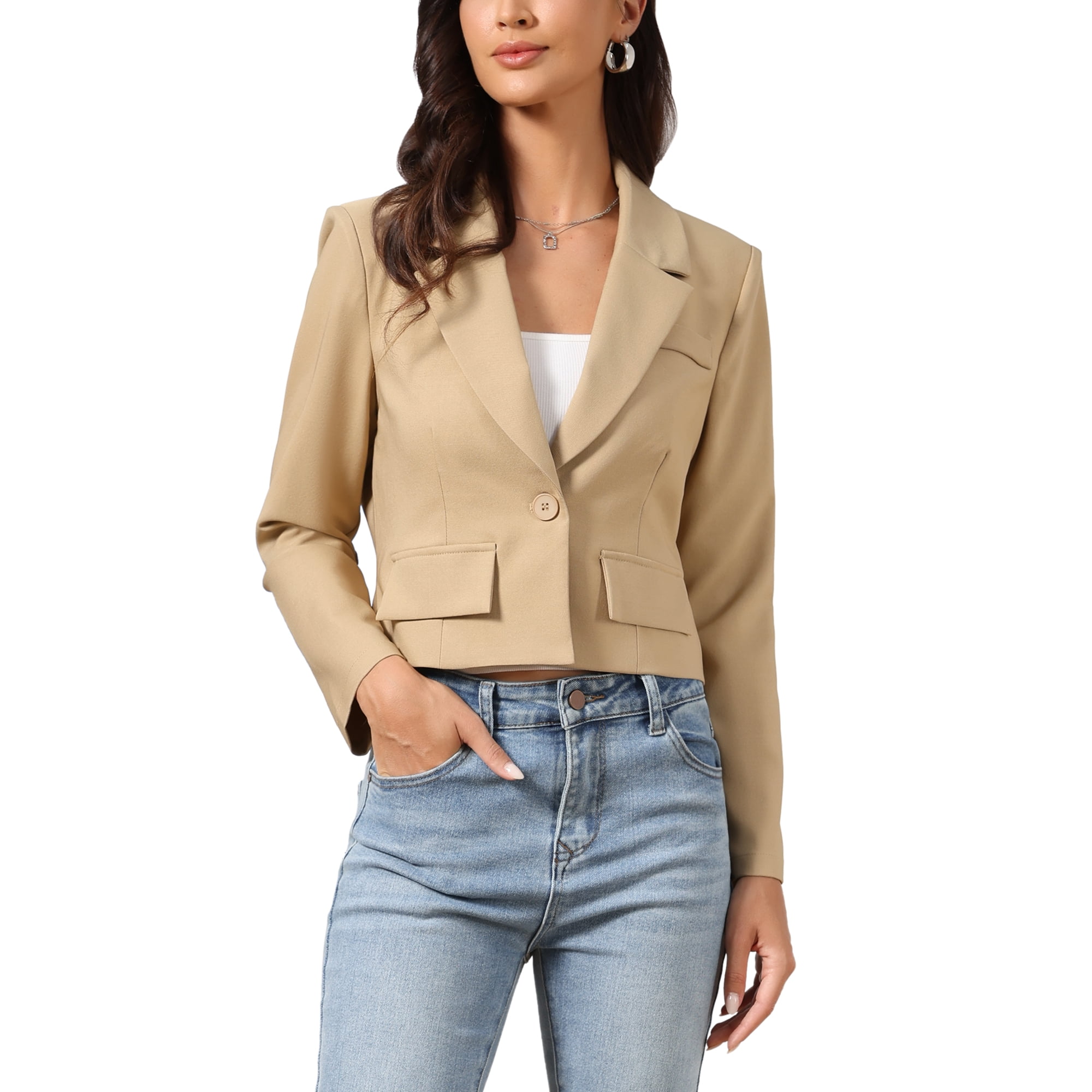 Click here for Inspire Chic Cropped Blazer For Womens Lapel Colla... prices