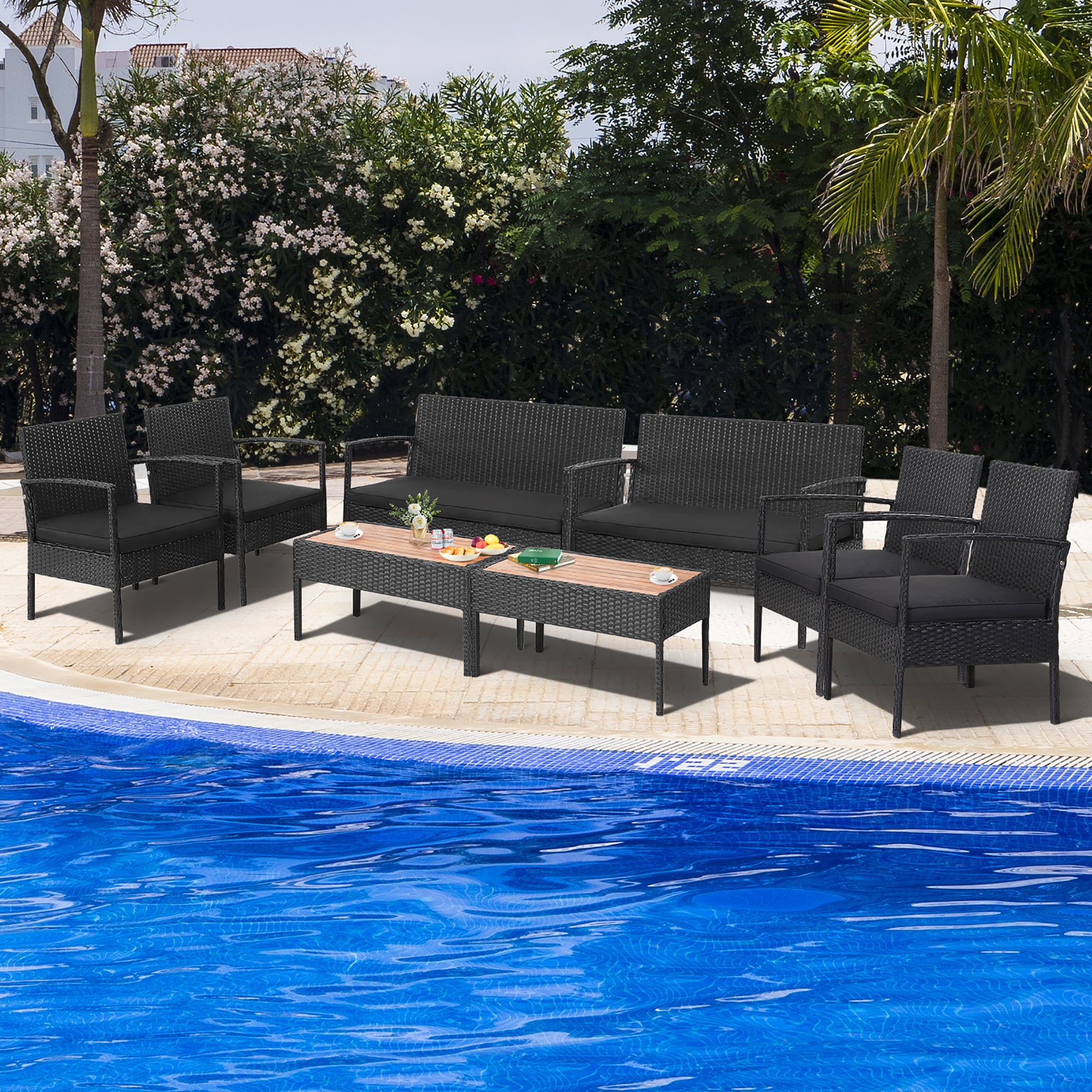 Click here for Costway 8pcs Patio Rattan Furniture Set Cushioned... prices