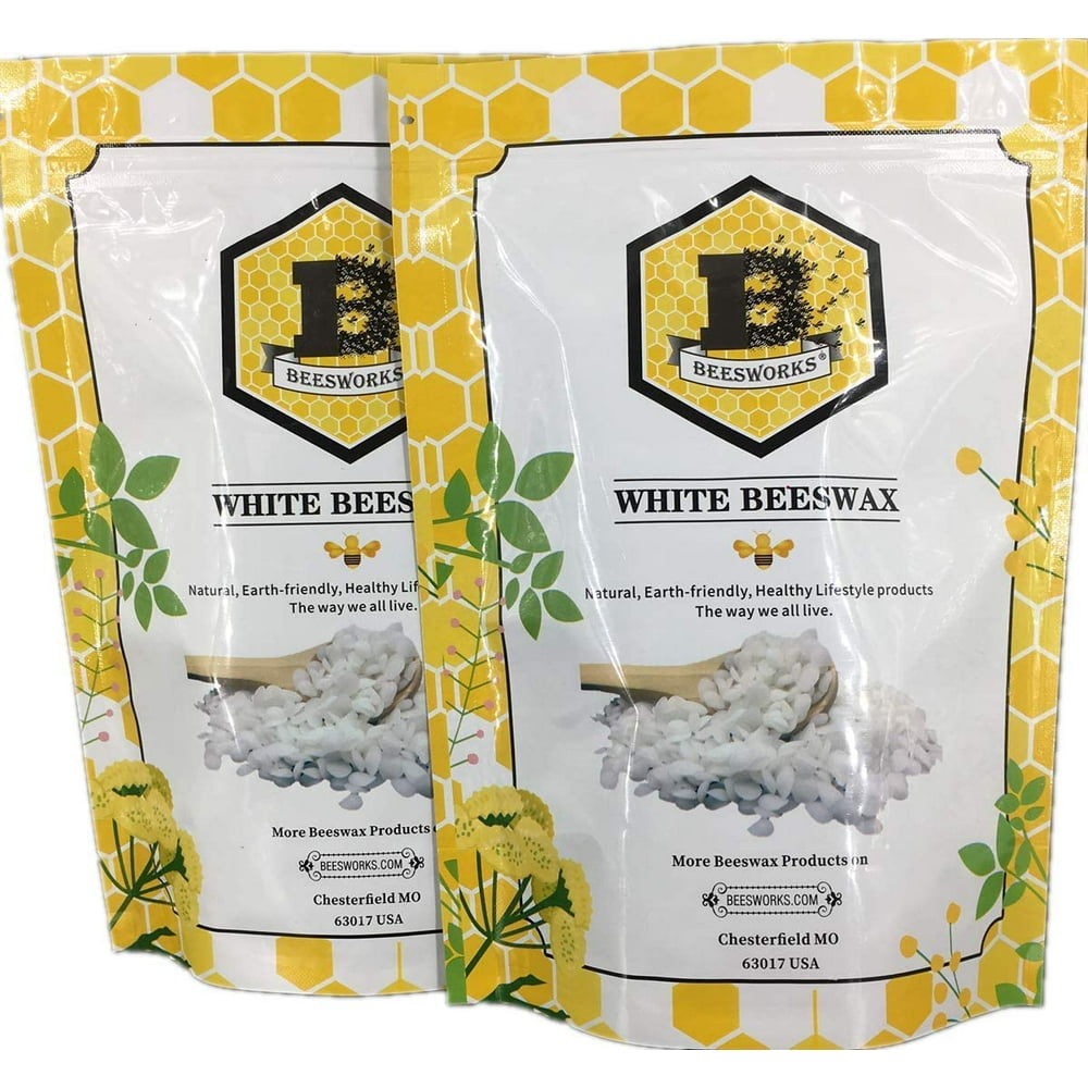 Beesworks 1lb White Beeswax Pellets 2 Pack (2-1lb Packages)-Cosmetic ...