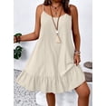 Beige Plus Size Casual Spaghetti Strap A-Line Dress With Ruffle Hem ...