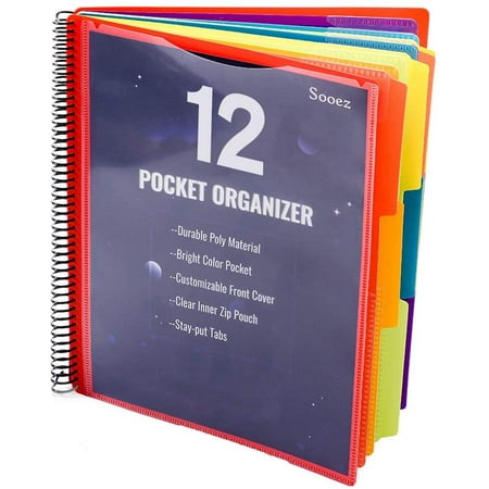 12 Pocket Poly Project Organizer, HTWW Letter Size, 1/6-Cut Tab ...