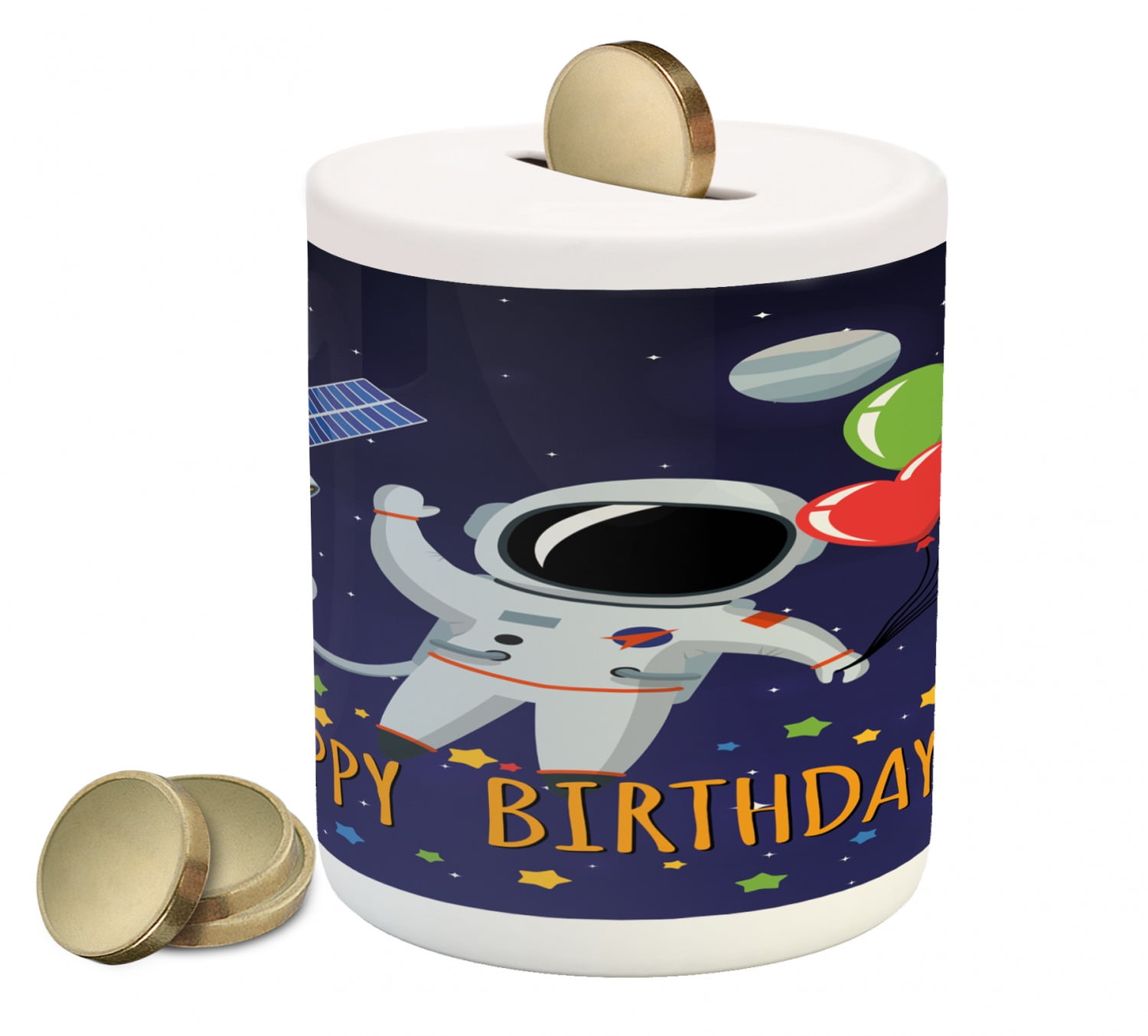 Birthday Piggy Bank, Cosmos Lover Theme Astronaut Party Balloons on ...