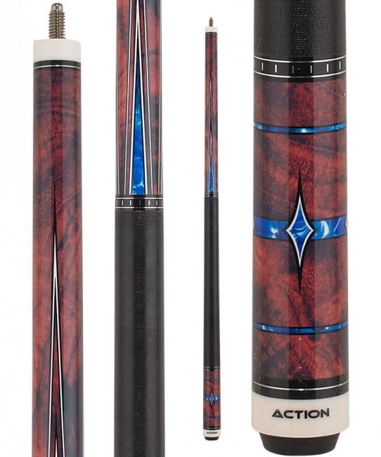 Action ACT155 Fractal Pool Cue - Burl w/ Blue Diamonds & Points - 19oz ...