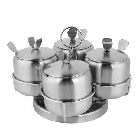 Jars, Spoon Storage Containers, Stainless Steel Spice Jars Rotate Spice ...