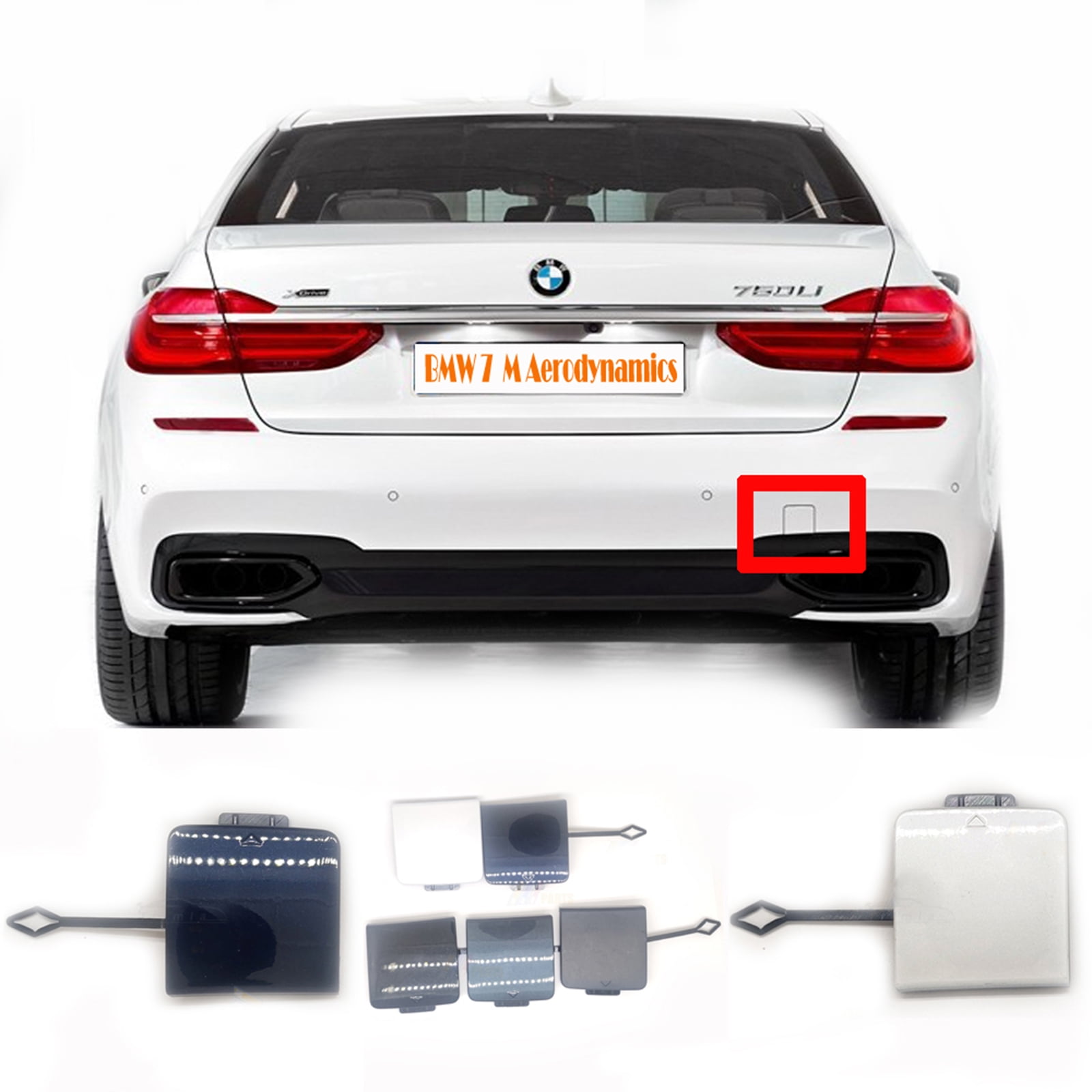 Trimla REAR TOW Cover for 15-18 BMW 7 series M Aerodynamics G11 G12 730i 730d 740i 740d 750i ...