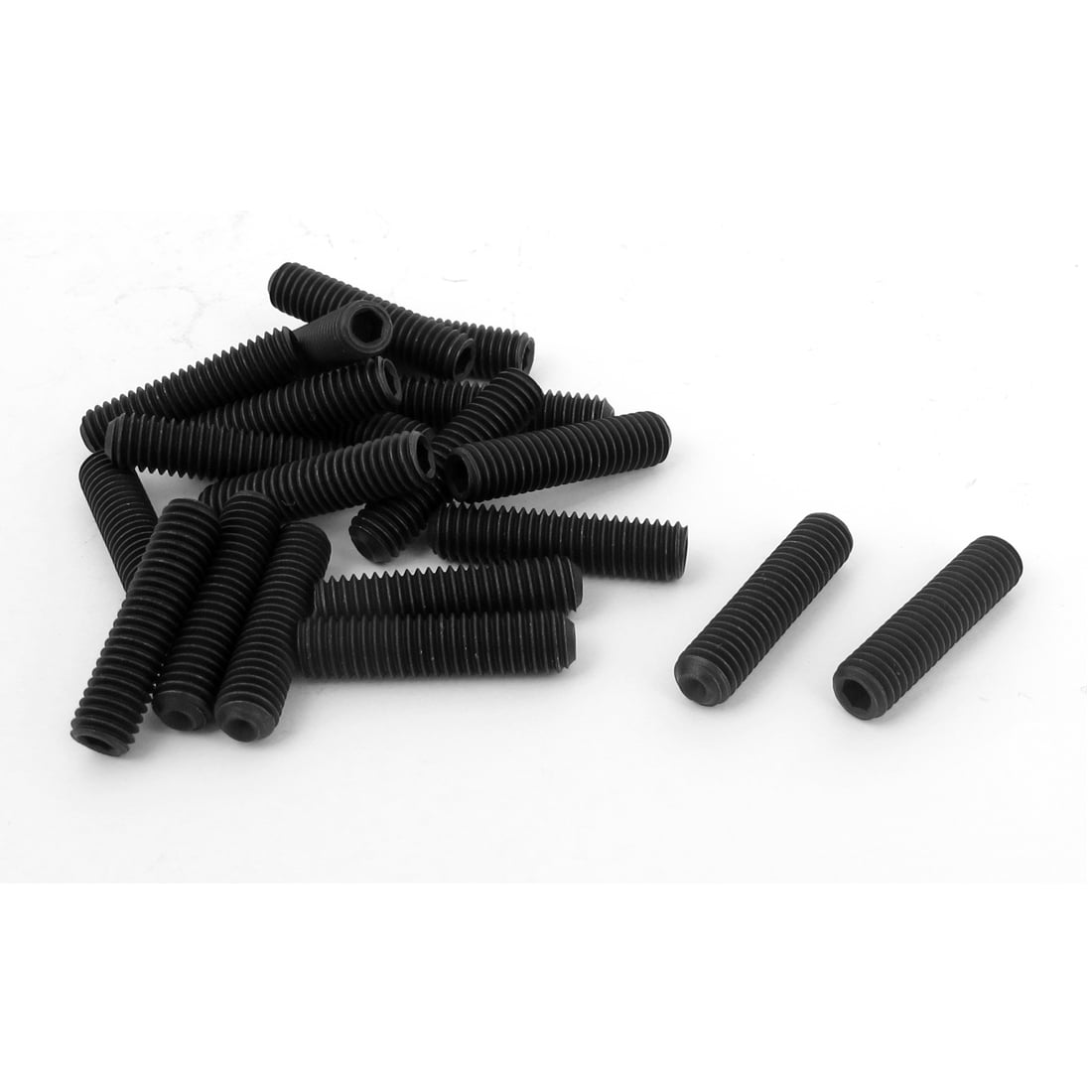 M6 x 25mm 1mm Pitch Hex Socket Set Cup Point Grub Screws Black 20pcs ...