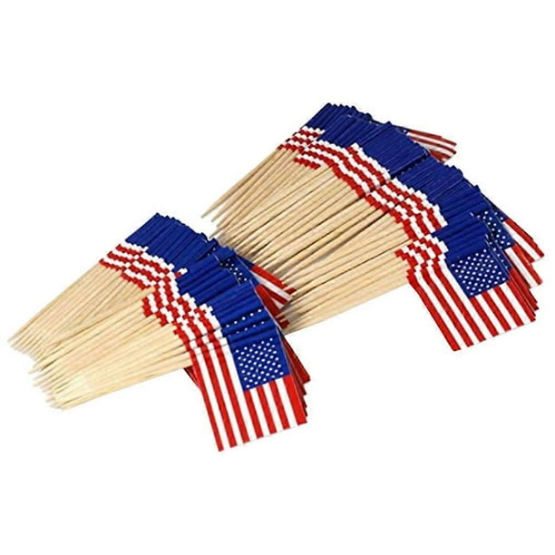 200pcs Flags Toothpick Decorative Dessert Fruit Toppers USA National ...