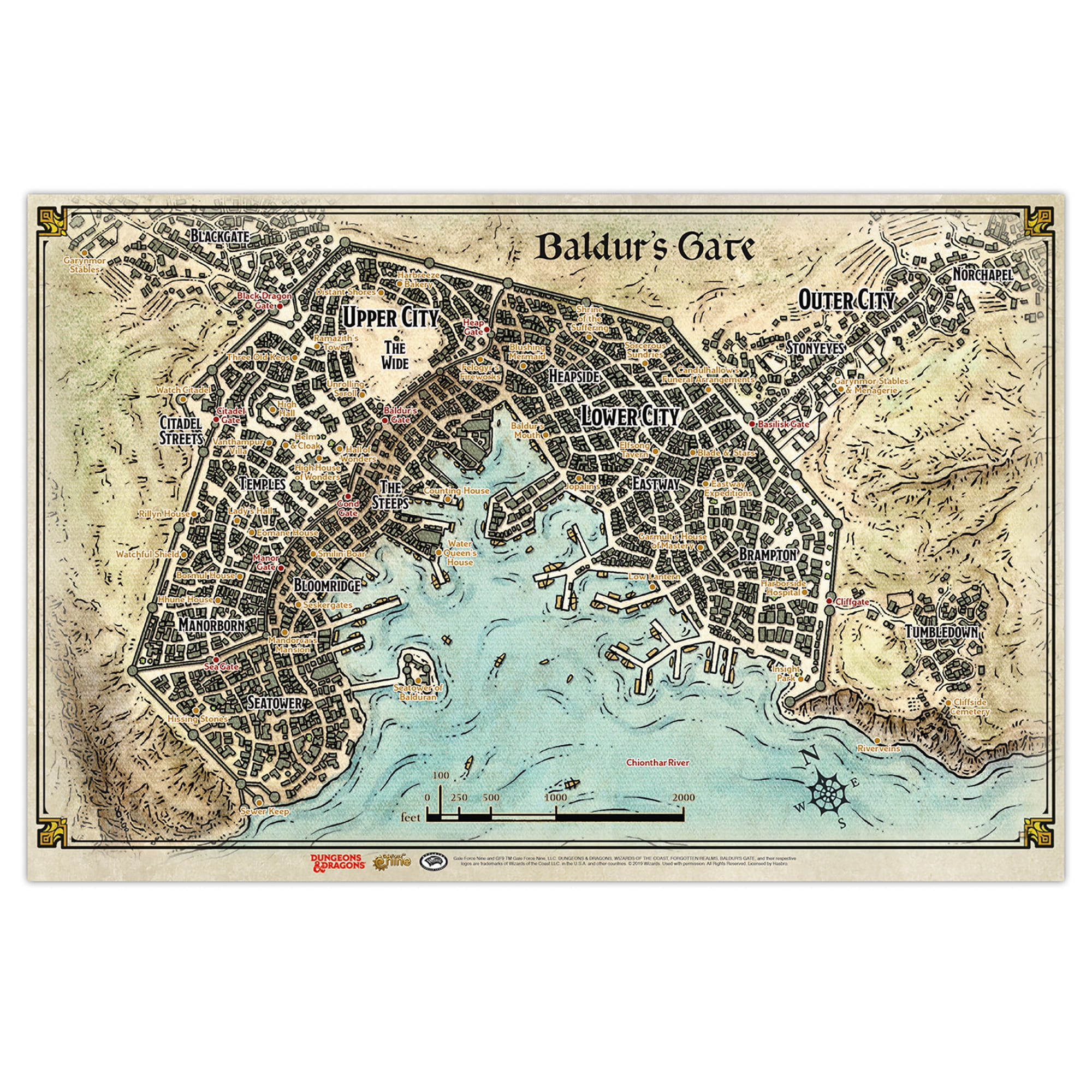 D&D: Baldur's Gate Map - 23" x 17" - GF9's Official Dungeons & Dragons ...