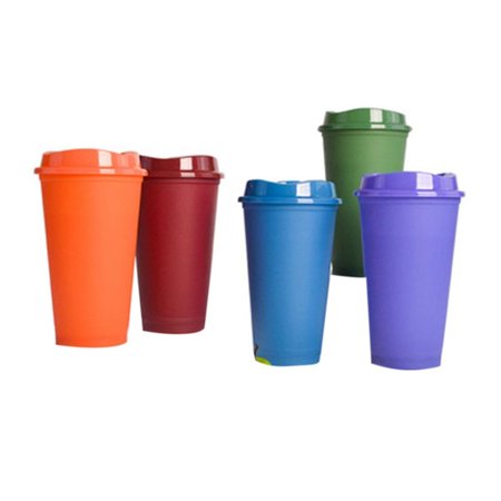 5 Pcs/set 16 Oz Plastic Reusable Color Changing Cold Water Cups ...