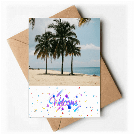 Ocean Sand Beach Sea Tree Picture Welcome Back Greeting Cards Envelopes ...