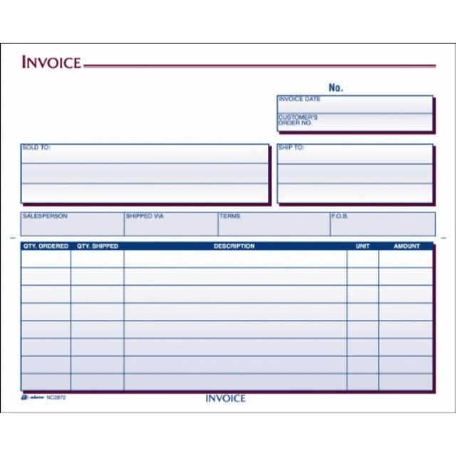 adams invoice unit set, 2-part, carbonless, 8.5 x 7.44 inch, 50-pack ...