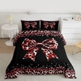 Castle Fairy Red Ribbon Bow Queen Comforter Set,Leopard Print Bedding ...