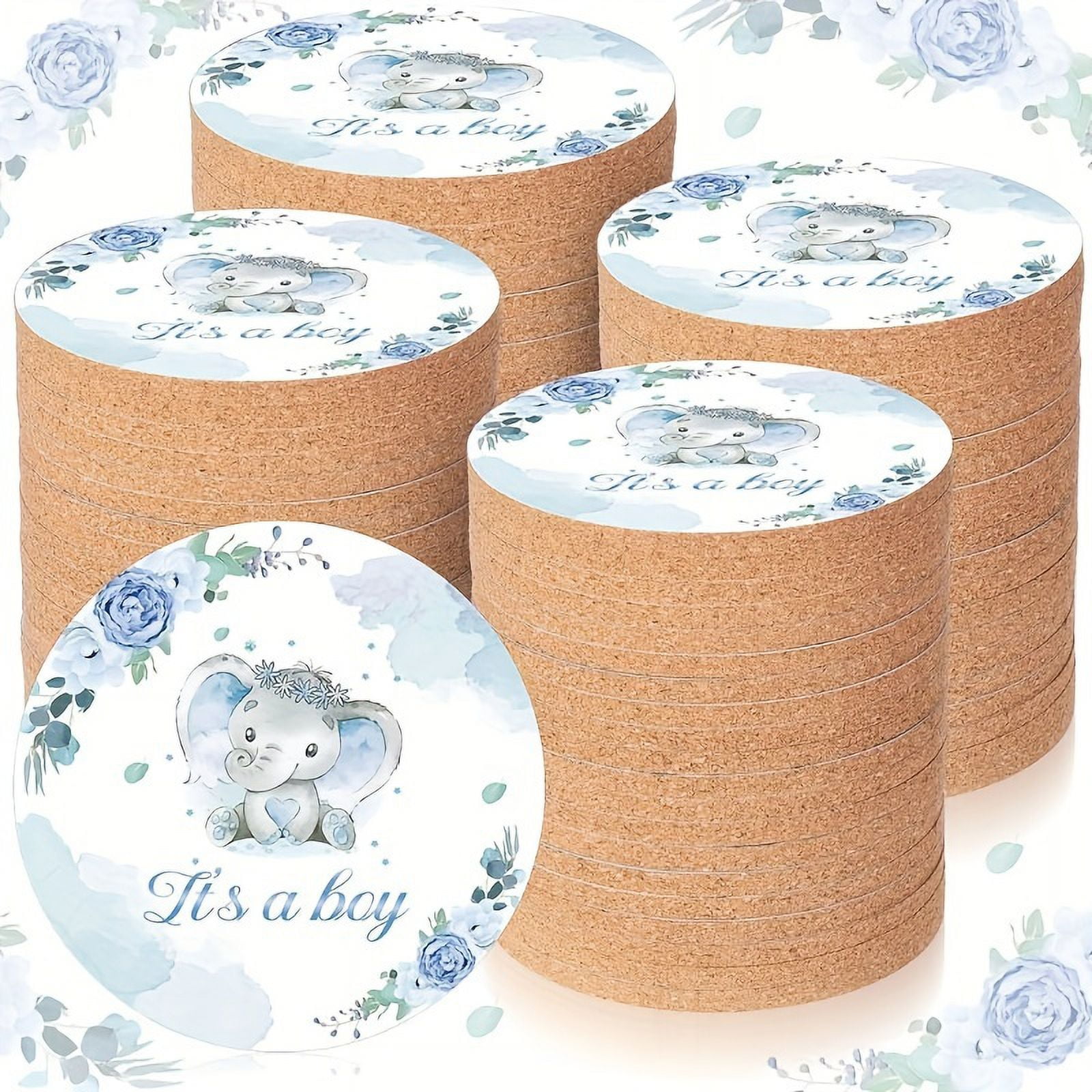 Click here for Mesase 50pcs Elephant Baby Shower Cork Coasters -... prices