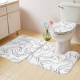 Abstract Sharks Bathroom Rugs Set Black Line Fish Ocean Life Simple ...