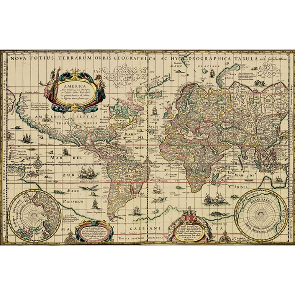 Popular Historical Explorers World Map; One 18x12in Poster Print ...