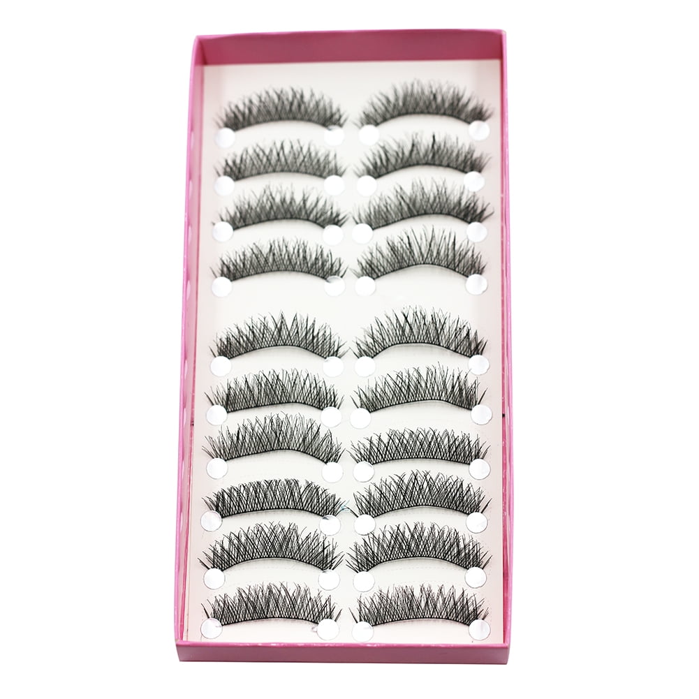 Visland 3D False Eyelashes Extensions, 10 Pairs Cross Long Lashes Strip ...