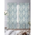 Beige Blue Flower Sheer Curtains 2 Panels Set Ethnic Middle East Sheer ...