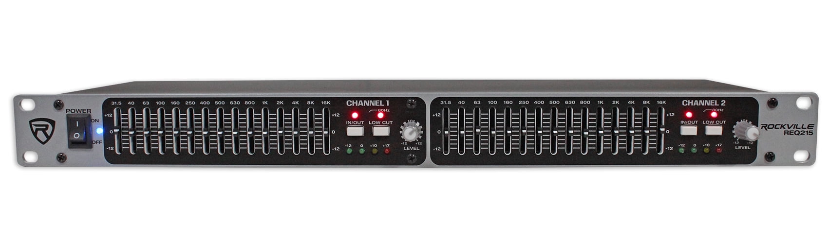 Rockville REQ215 Dual 15 Band 1/3 Octave Graphic Equalizer w/ Sub ...