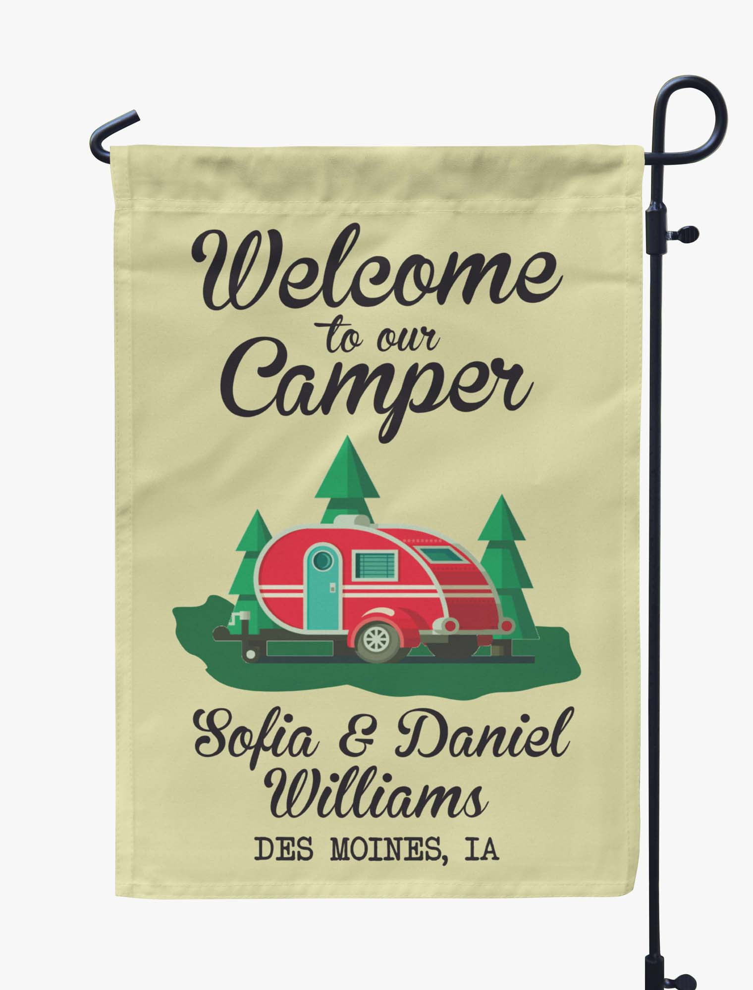 Printtoo Tan Welcome To Our Camper Retro Camp Trailer Camping Flags ...