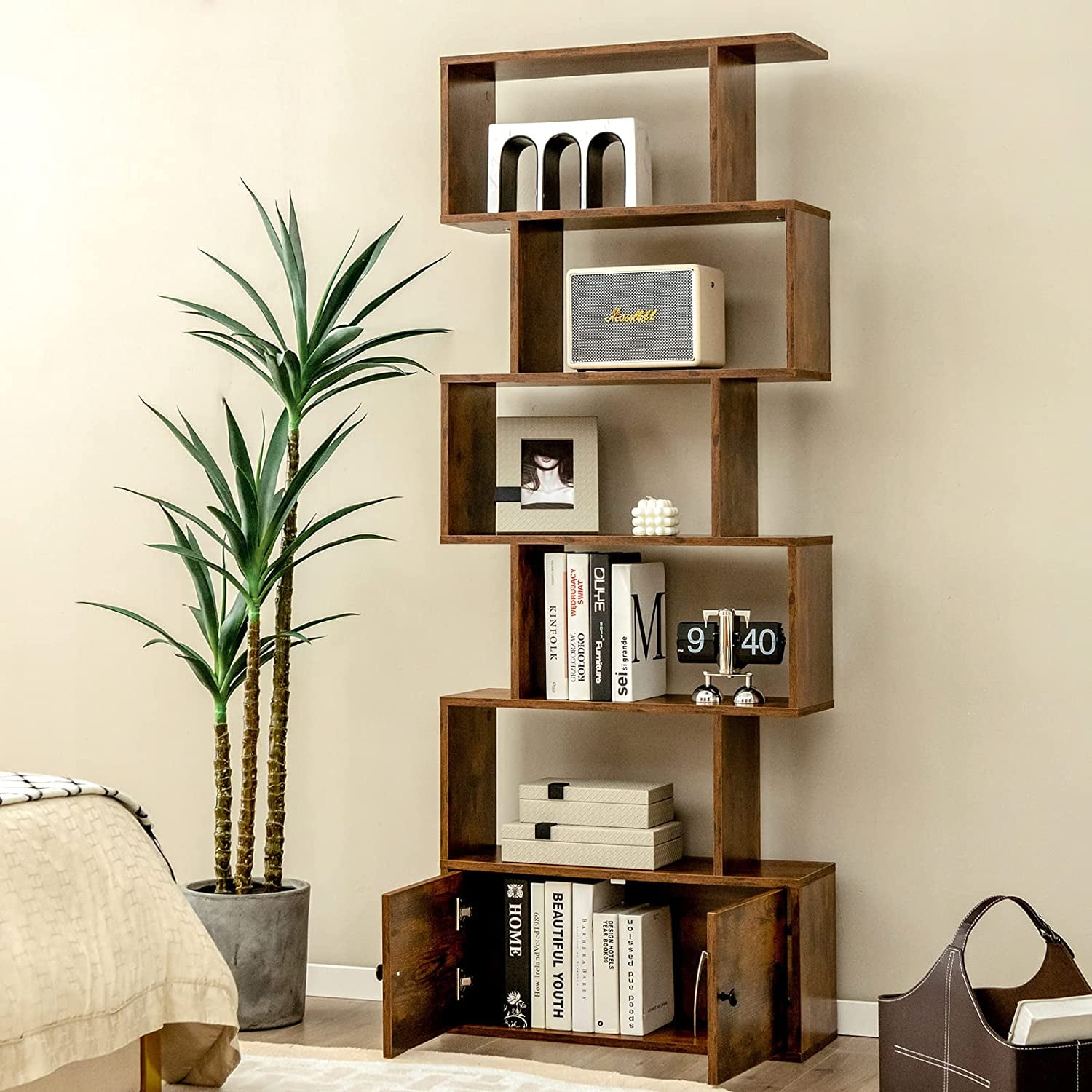 Click here for Nobrand 5 Shelf Bookcase  Geometric Bookshelf With... prices