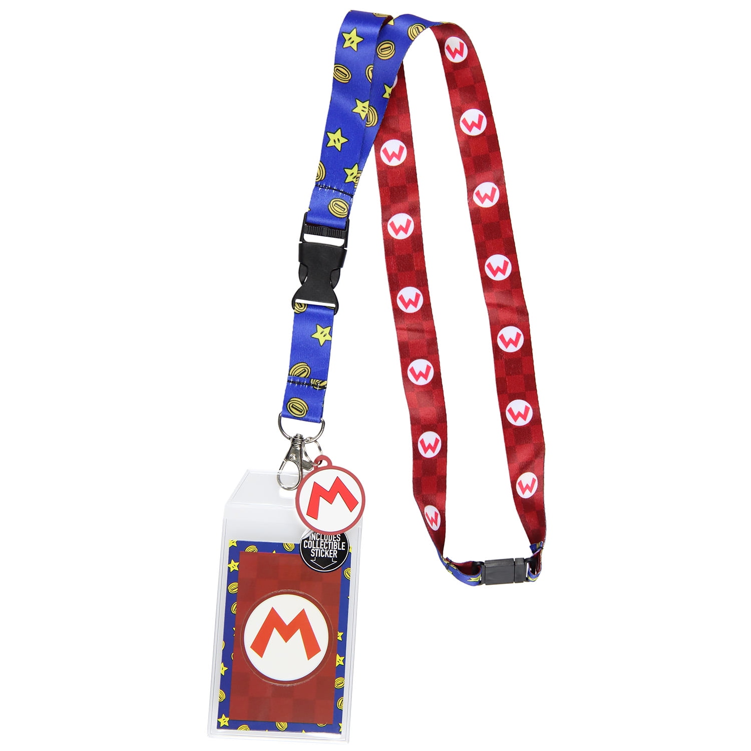 Super Mario Star and Mario Logo Reversible Breakaway Keychain Lanyard ...